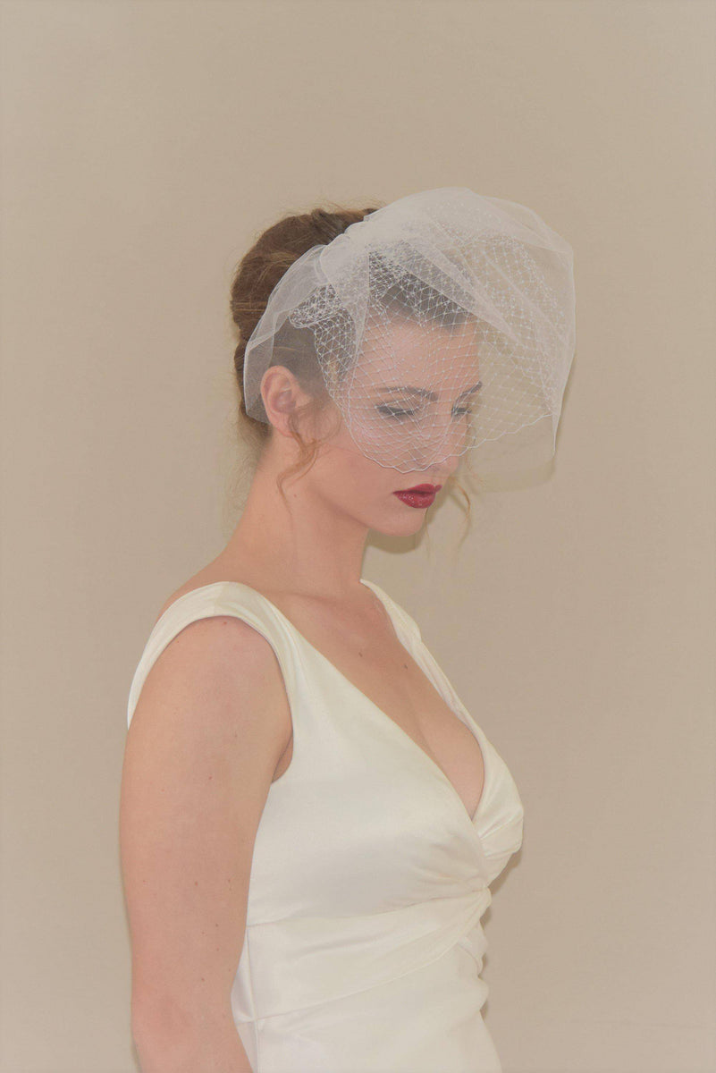 Two Tier Birdcage Veil with Russian Veiling Blusher | WeddingVeil.com
