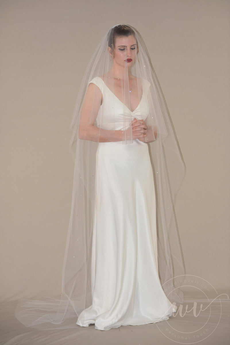 Swarovski Crystal Cathedral Veil with Blusher | WeddingVeil.com